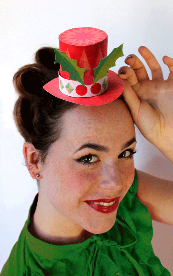 Holiday Festive Paper Hats Free No sew Mini Top Hat Templates 