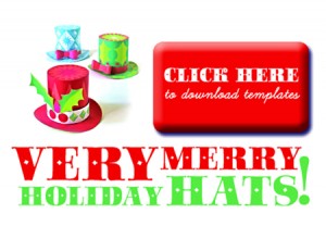 Holiday festive paper hats. Free members no-sew mini top hat templates!