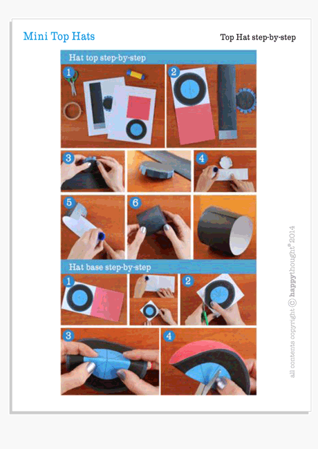 How to make a mini top hat- tutorial - Includes 4 party hats!