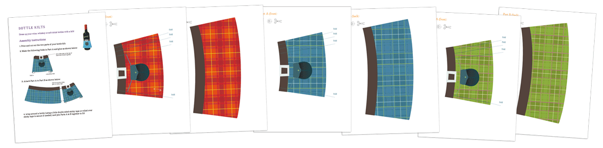 Mini tartan kilt templates. Burns says 'get yer kilt on' • Happythought