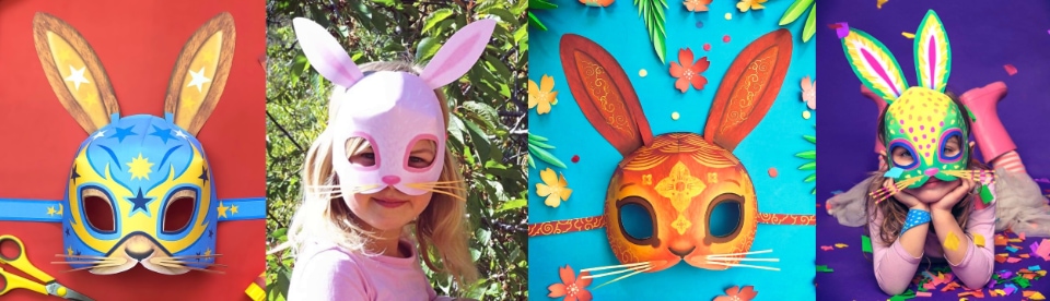 DIY paper rabbit mask. Homemade costume ideas • Happythought