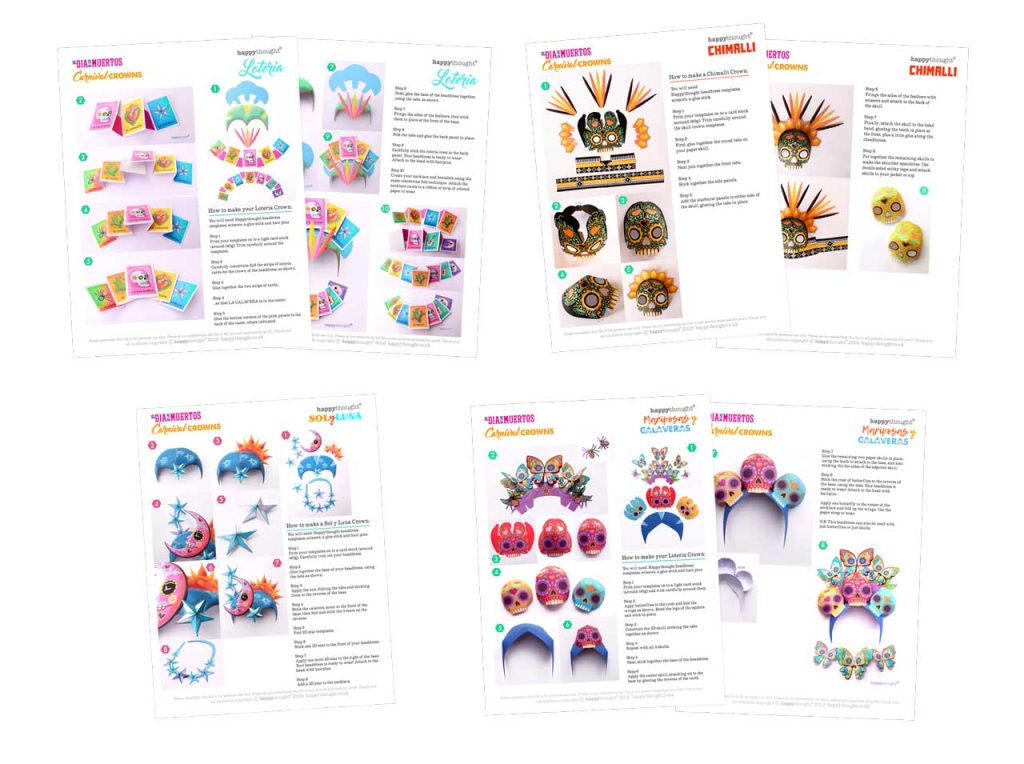 Day of the Dead Festival headdress templates • Happythought