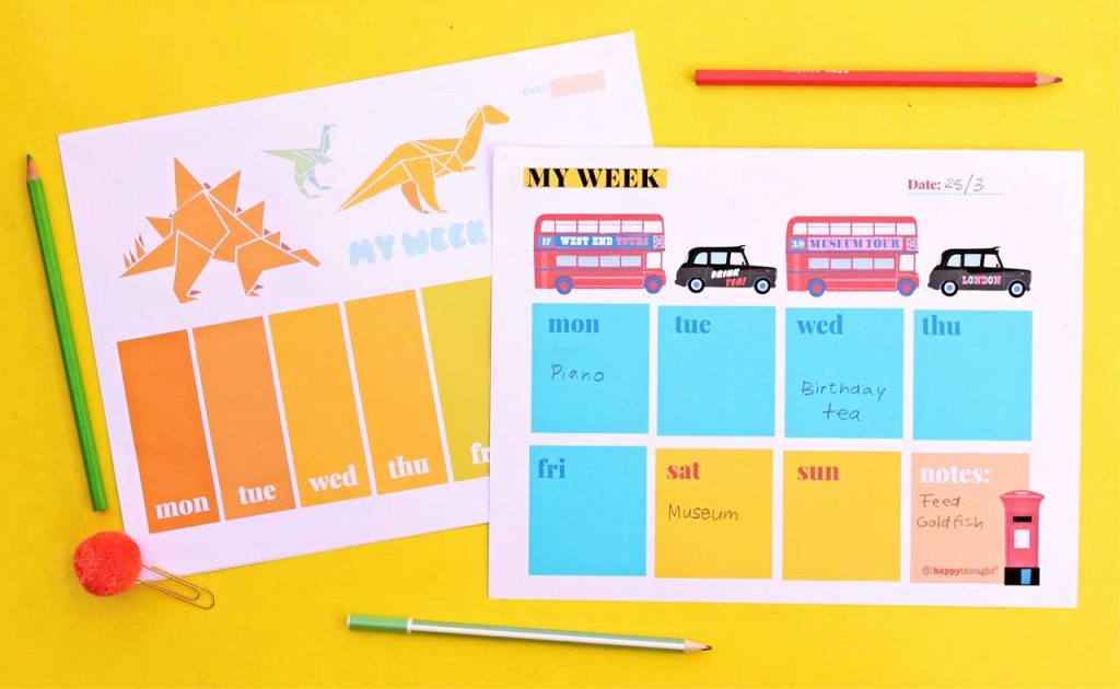 Printable weekly planners in English and Spanish • Happythought