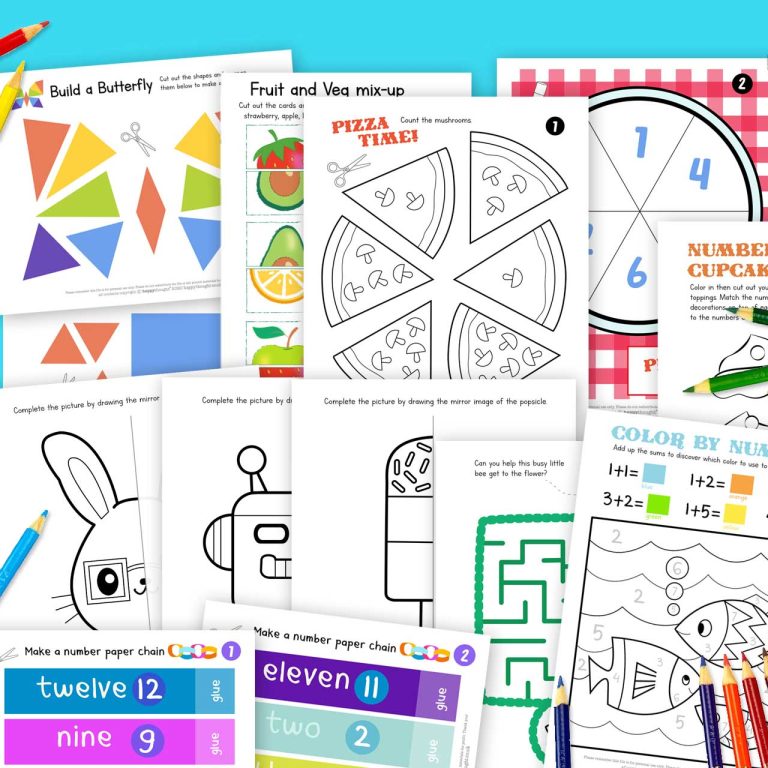 Preschool Activity worksheets. Creative learning • Happythought