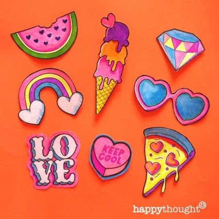 Valentine’s Day DIY pin badges. Get crafty today • Happythought