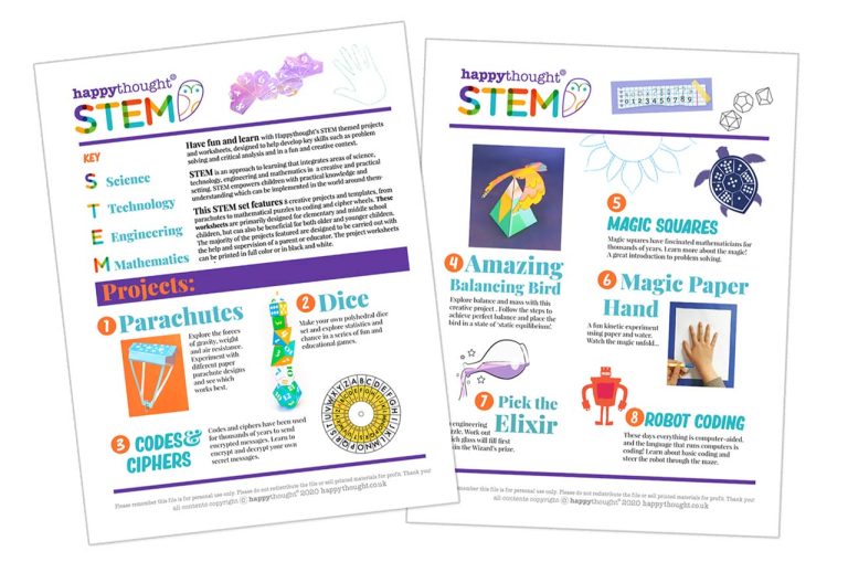 Printable STEM worksheets - Discover, create + play today • Happythought