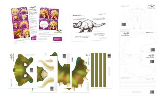 DIY Triceratops 3D mask template. Be a dinosaur • Happythought