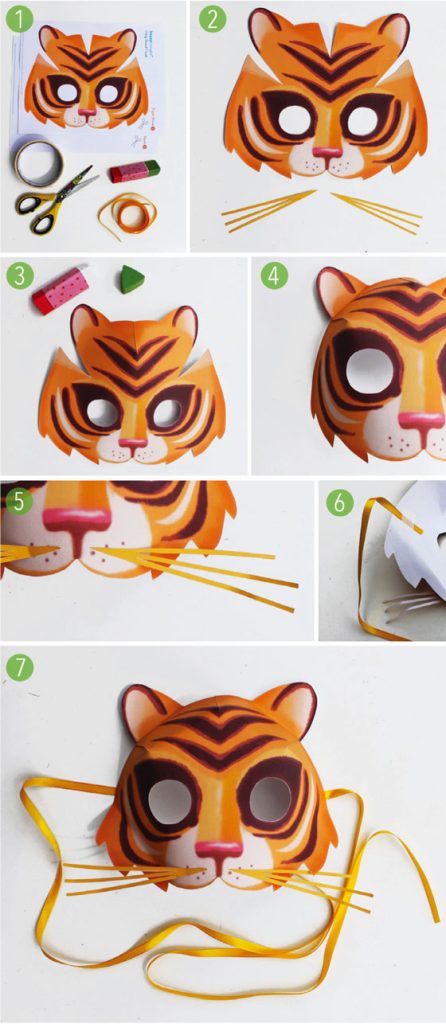Easy printable tiger mask video. Be a tiger today • Happythought
