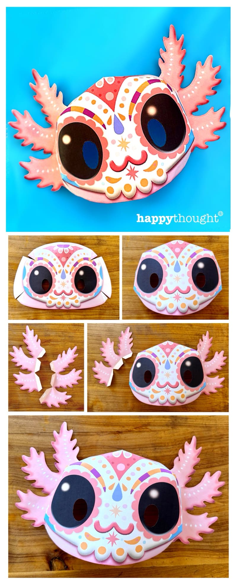 Calavera Axolotl Mask: Day of the Dead Activity + Costume Idea