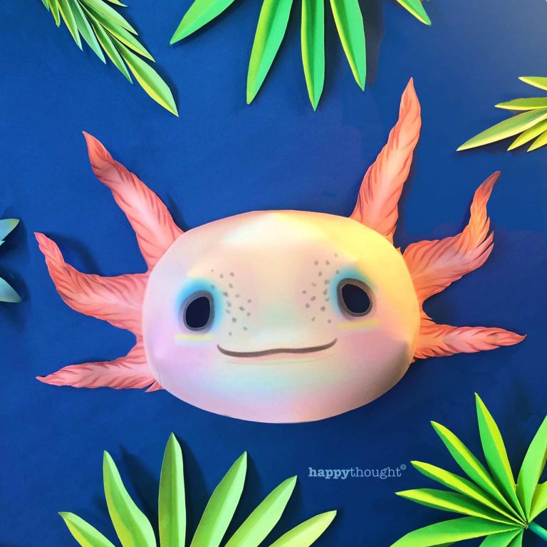 DIY Axolotl mask template. Be an Axolotl today • Happythought