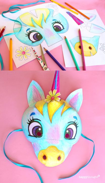 Printable Unicorn masks. Be a cute Unicorn in no time • Happythought