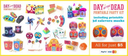 Calavera mask craft video. Calevera mask template. Happythought