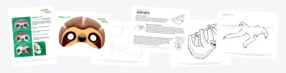 Sloth mask template worksheets. Be a sloth today • Happythought