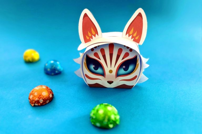 Kitsune Fox Box template: easy and fun DIY Craft Activity for Kids!
