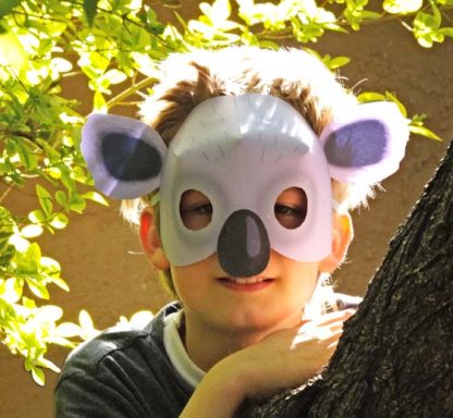 Koala mask PDF to print at home. 12 Animal mask templates to download!