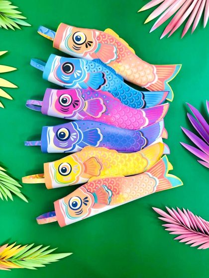 Koinobori fish decoration templates DIY homemade • Happythought