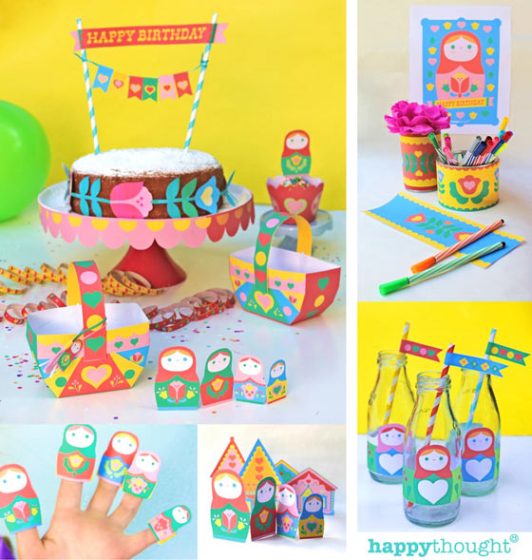 Russian Doll printable paper craft party pack • Happythought
