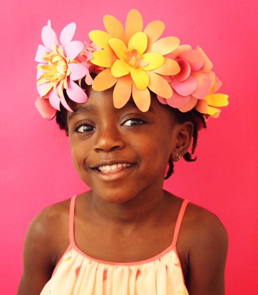 Paper flower crown craft kit. Easy to make DIY party out fit • Happythought