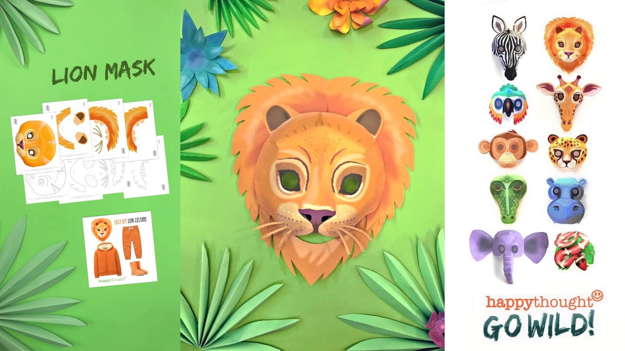 Lion Animal Masks Templates Lion Face For Mask | Zoo Animal Masks SVG