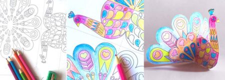 Pretty DIY paper peacocks template. Be crafty • Happythought