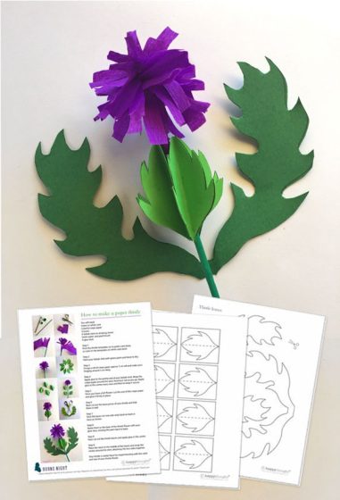 Paper thistle template + tutorial. Scottish crafty • Happythought