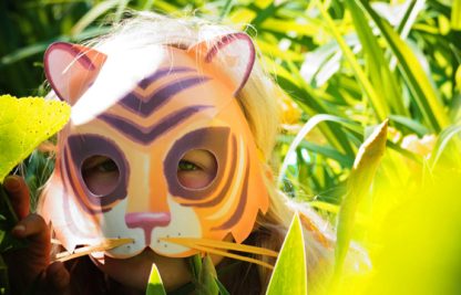 Easy printable tiger mask video. Be a tiger today • Happythought