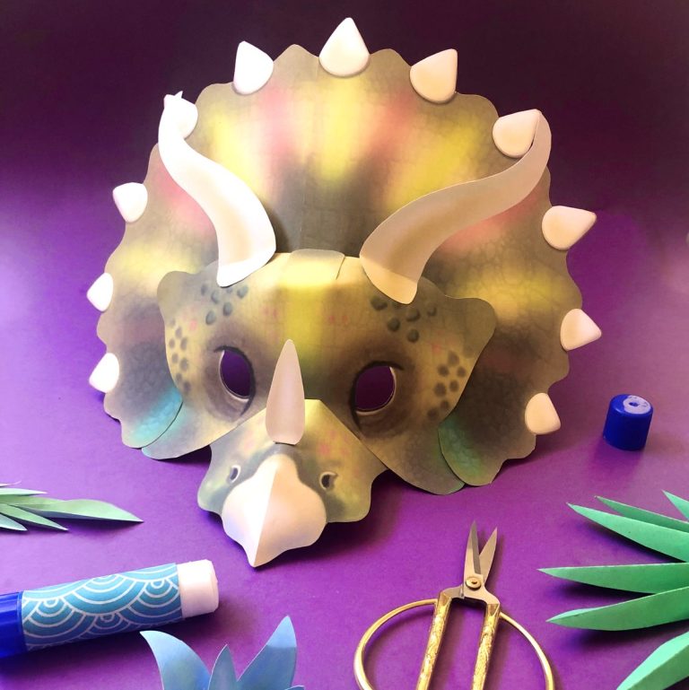 DIY Triceratops 3D mask template. Be a dinosaur • Happythought