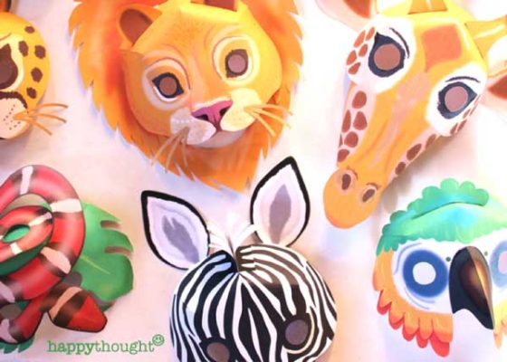 10 máscaras imprimibles de animales salvajes🦁 • Happythought